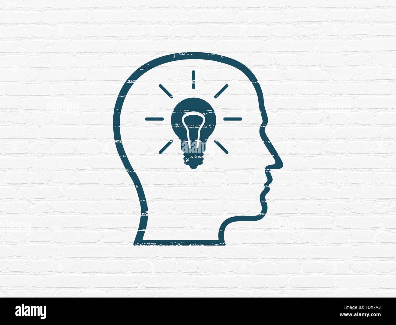 Data concept: Head With Lightbulb on wall background Stock Photo - Alamy