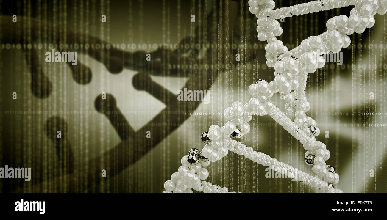 DNA molecule is located in front of a colored background. abstract ...