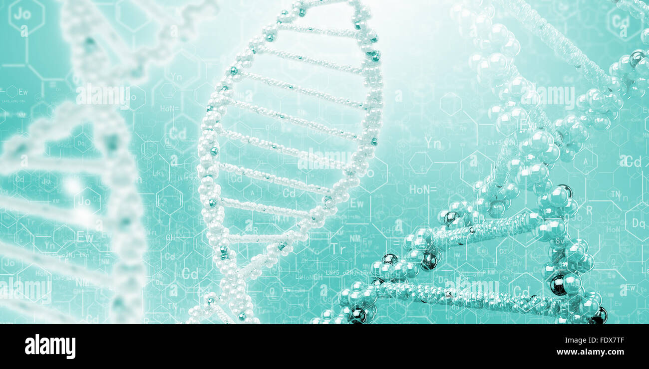 DNA molecule is located in front of a colored background. abstract ...
