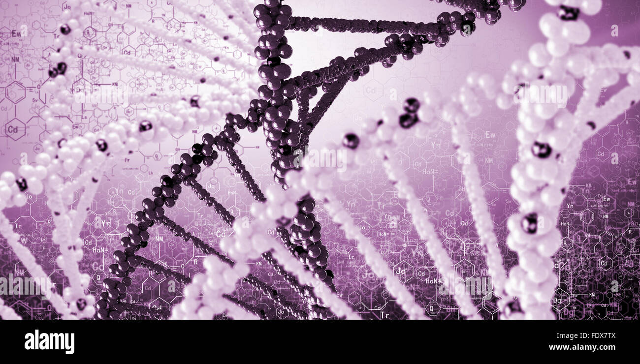 DNA molecule is located in front of a colored background. abstract ...