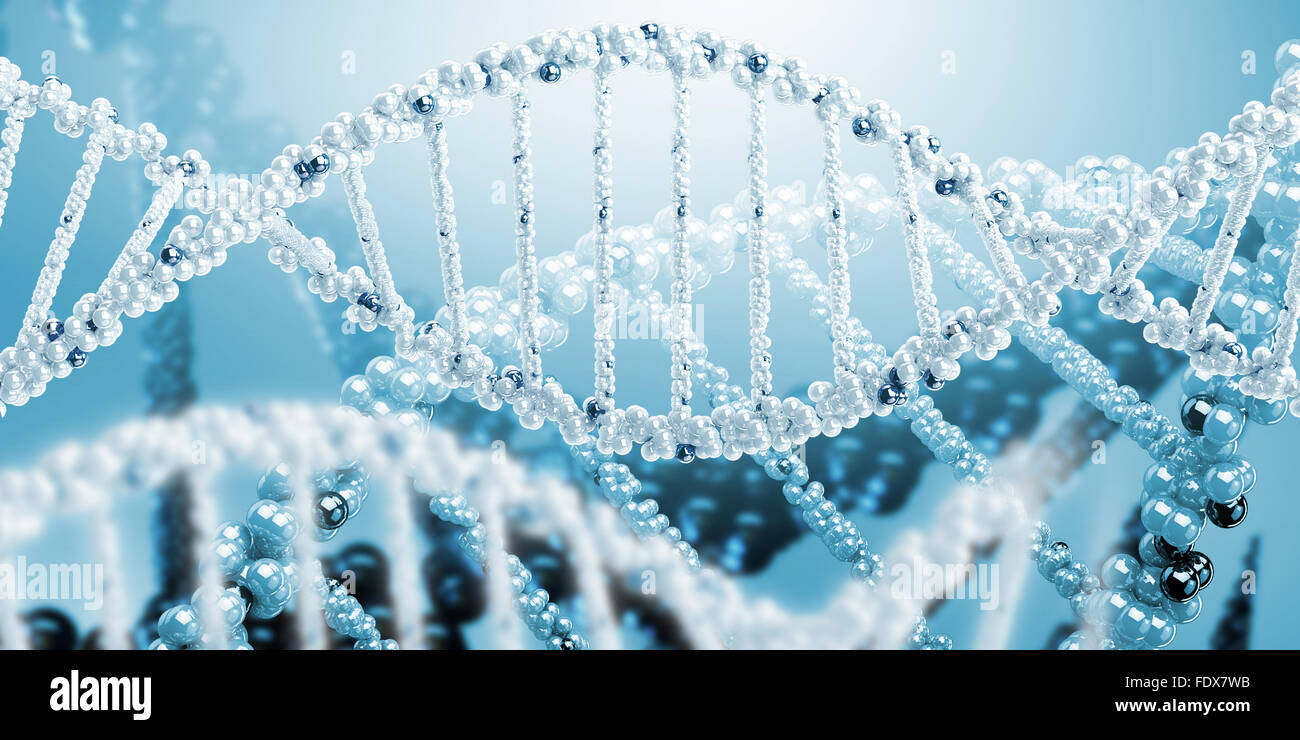 DNA molecule is located in front of a colored background. abstract ...