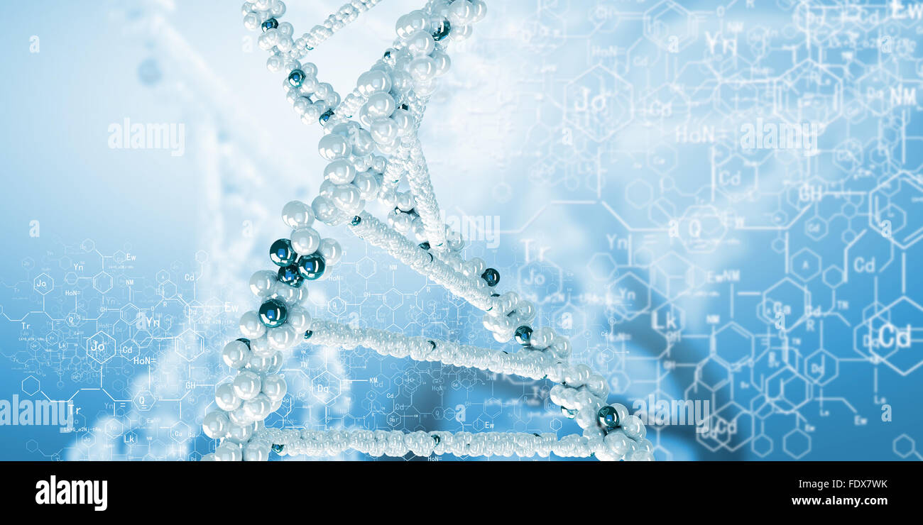 DNA molecule is located in front of a colored background. abstract ...