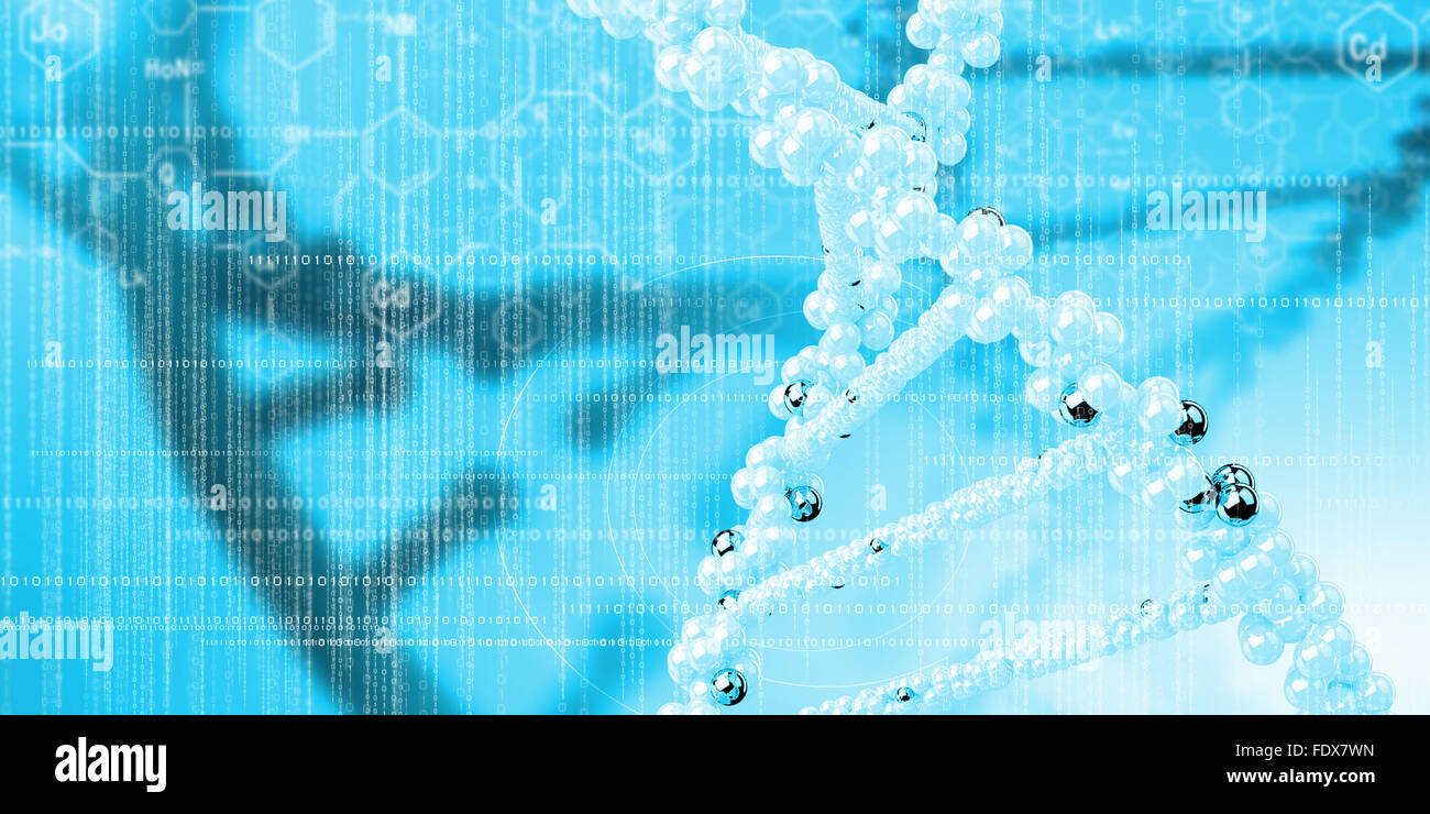 DNA molecule is located in front of a colored background. abstract ...