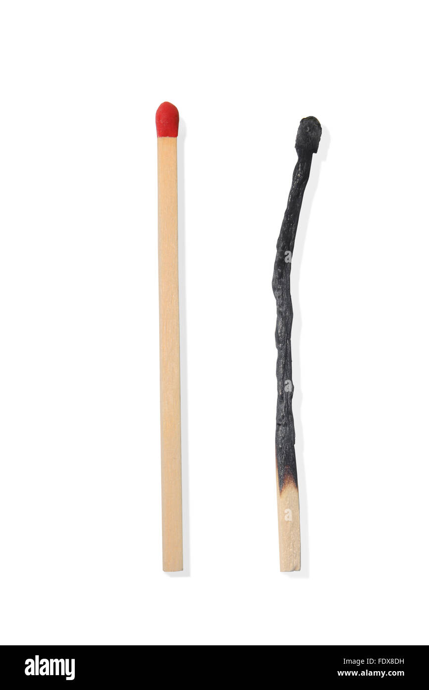 Studio shot of two wooden matchsticks Stock Photo - Alamy