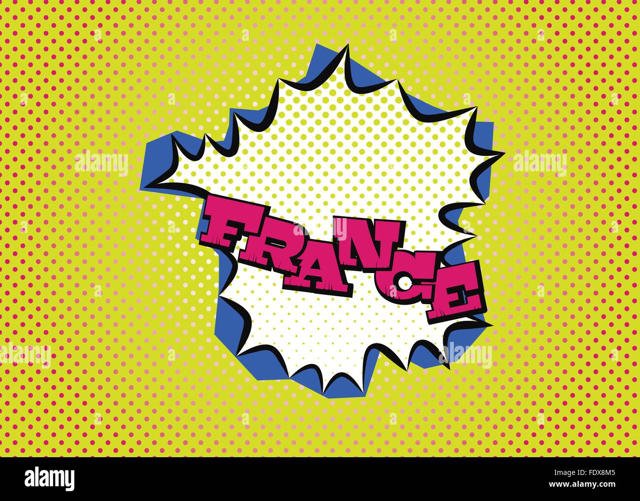 France map in pop art style, silk print dots and special lettering ...