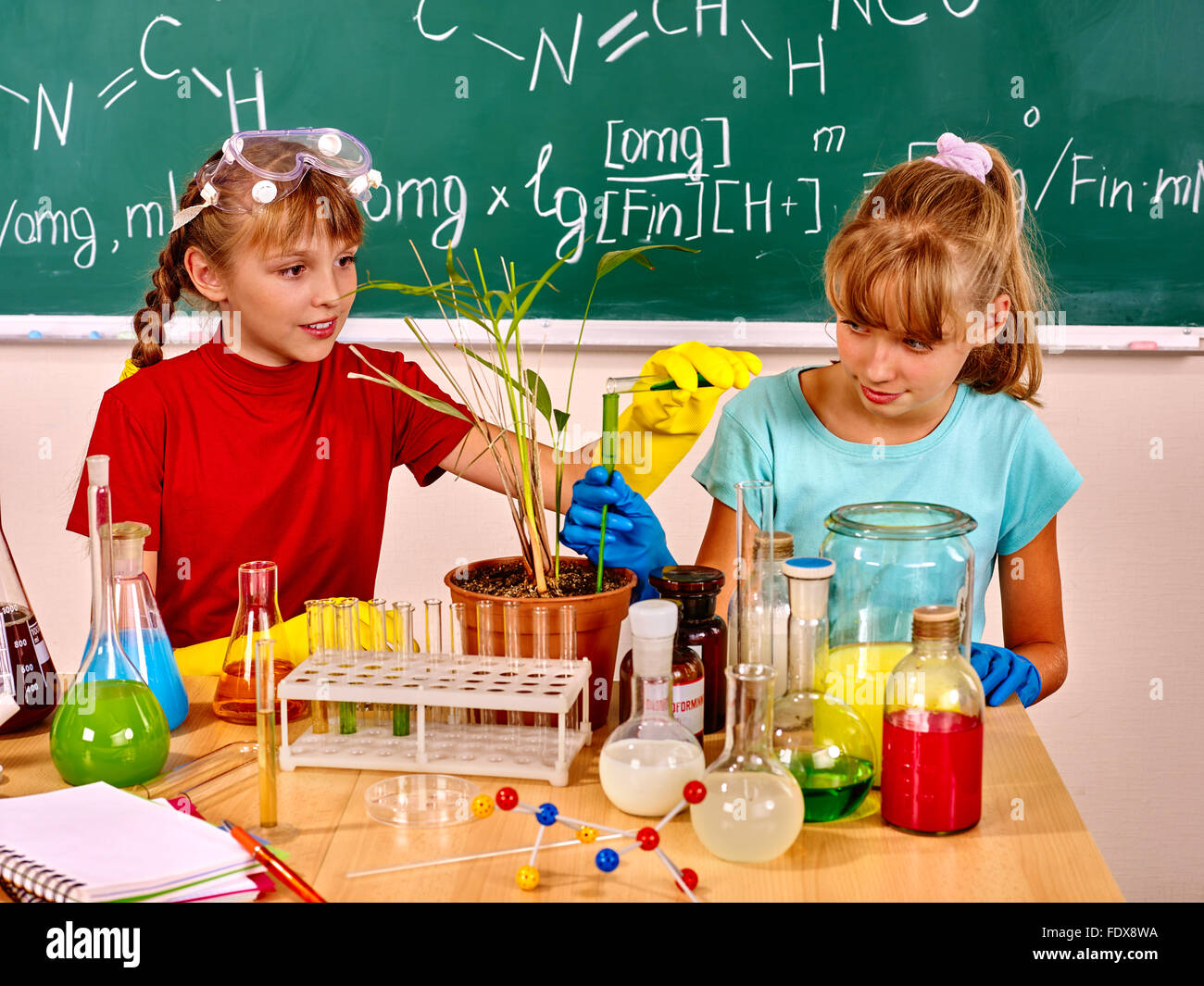 Child in biology class Stock Photo - Alamy