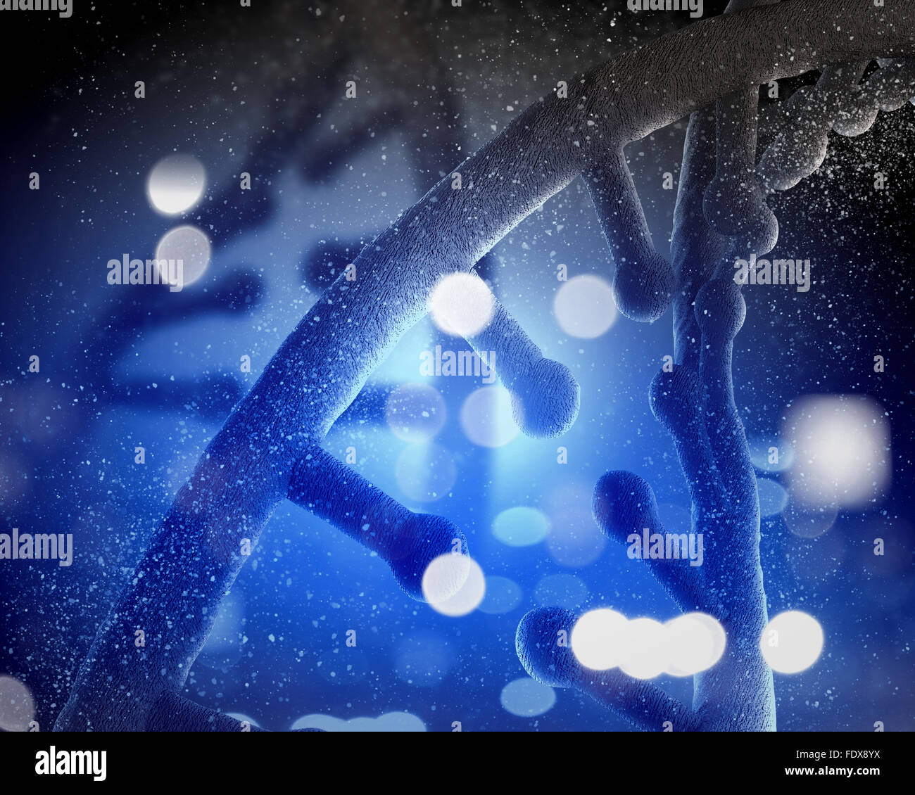 DNA molecule is located in front of a colored background. abstract ...