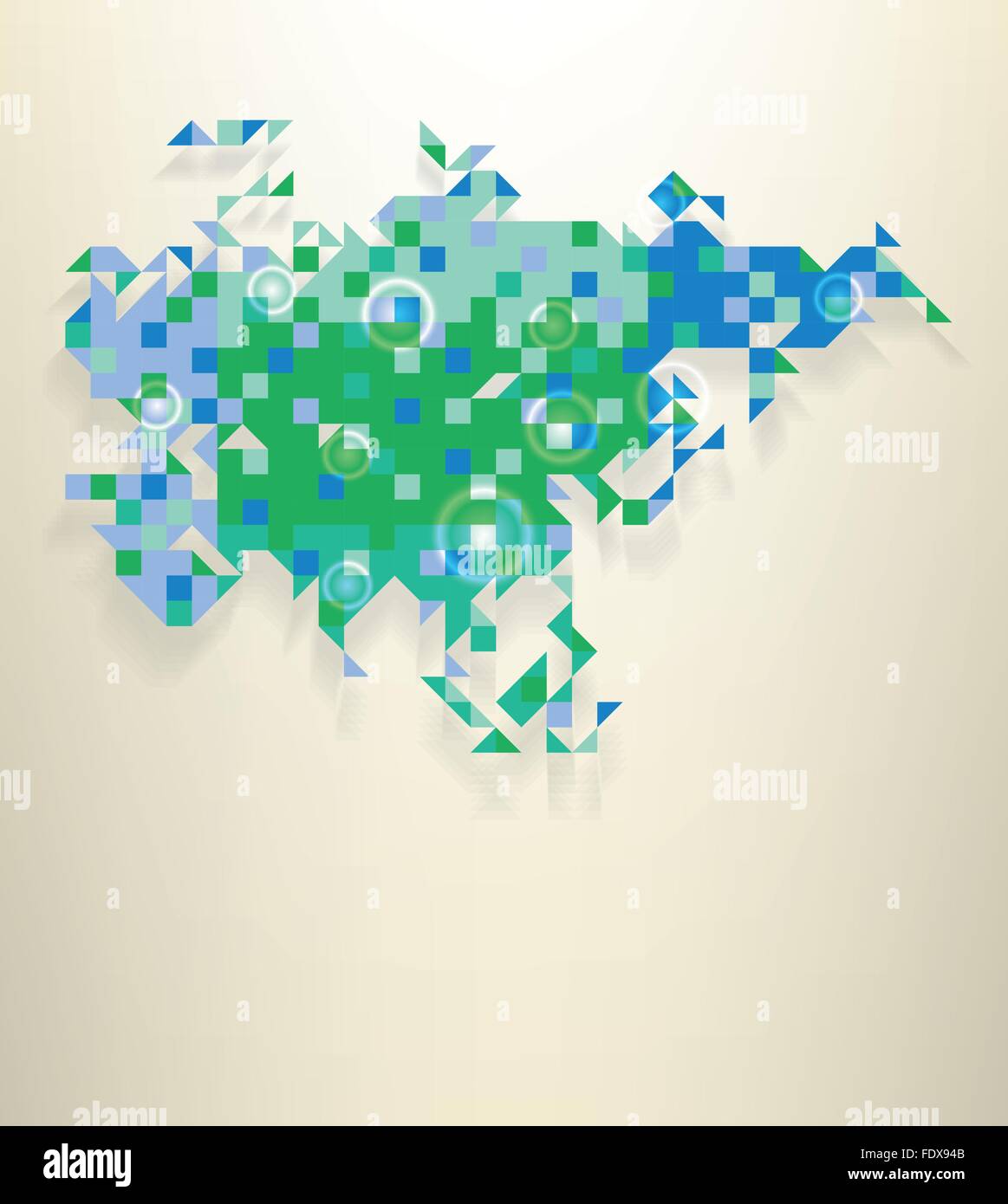 Asia with the entire Russia with round white transparent rings overlay ...