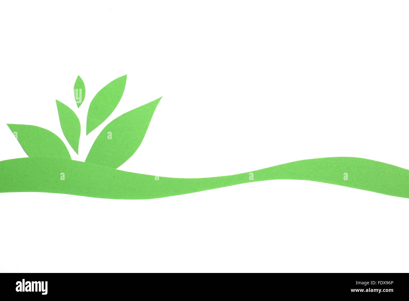 Green paper plant isolated on white background, environment concept ...