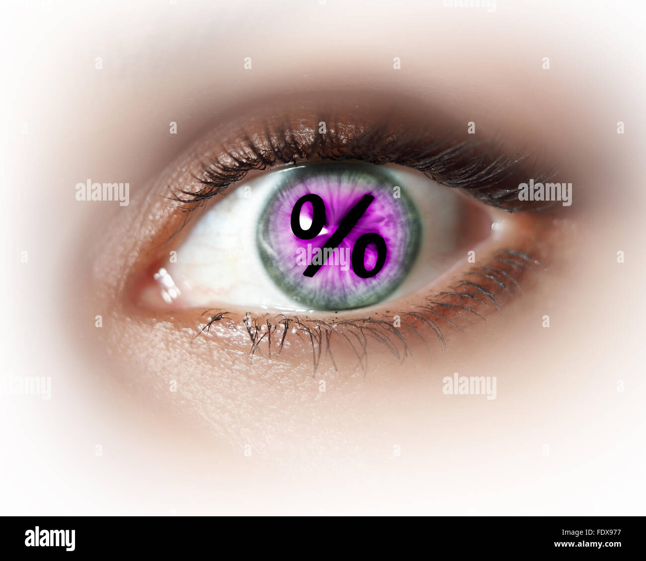 Close-up image of woman's eye with symbol Stock Photo - Alamy