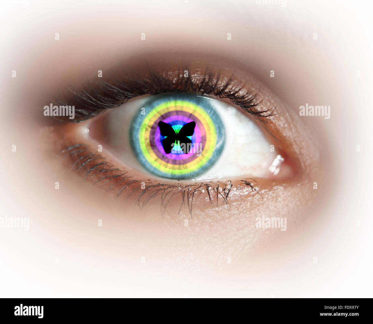 Close-up image of woman's eye with symbol Stock Photo - Alamy