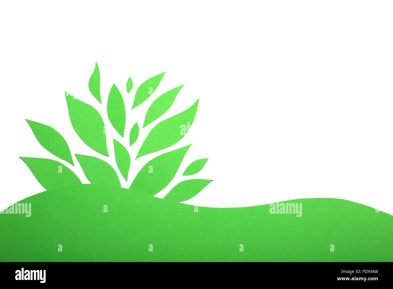 Green paper plant isolated on white background, environment concept ...