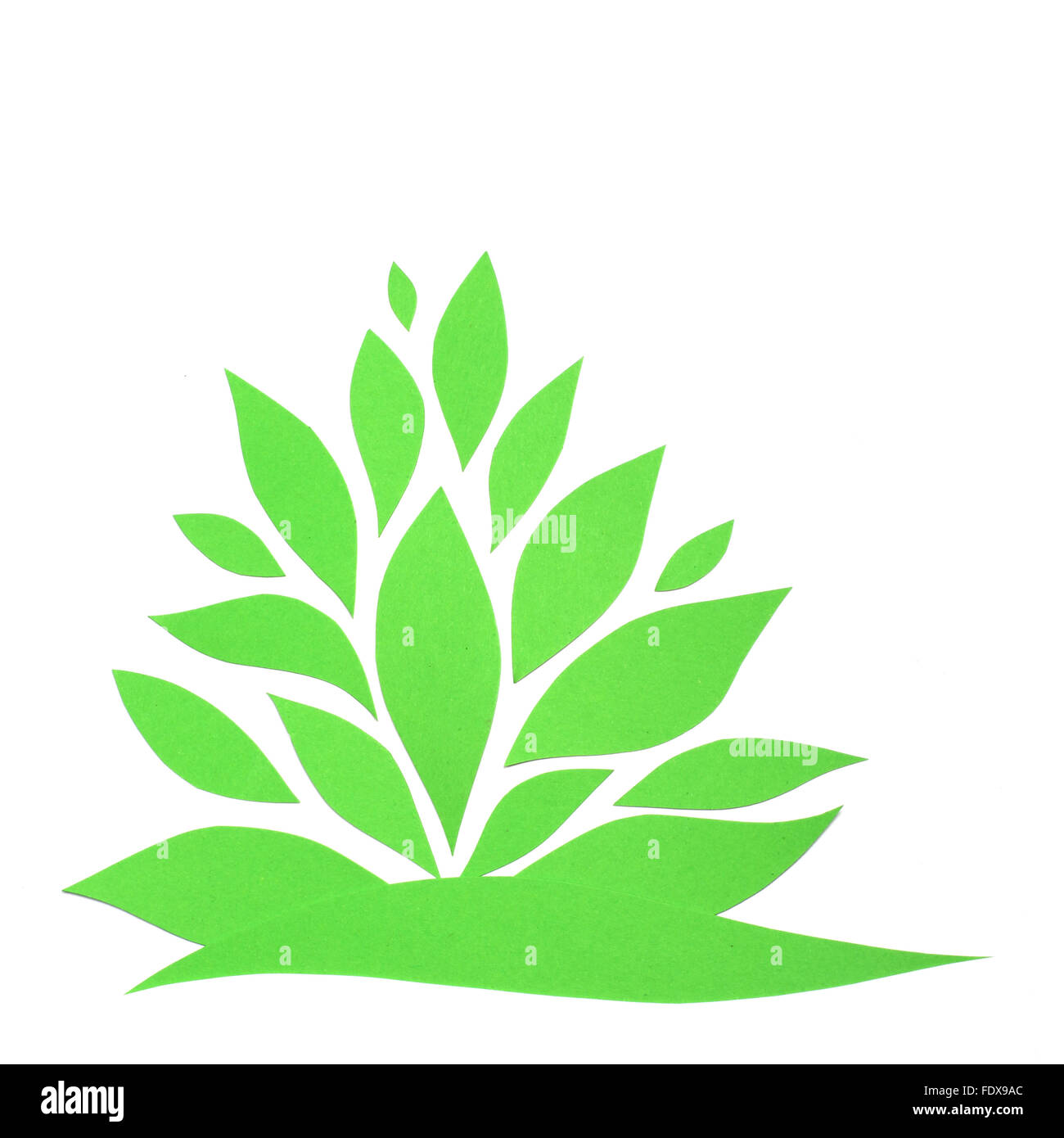 Green paper plant isolated on white background, environment concept ...