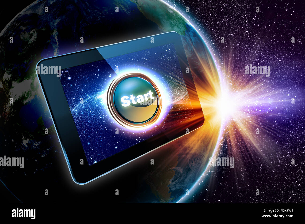 Great tablet with a beautiful Start button on the starry night sky ...