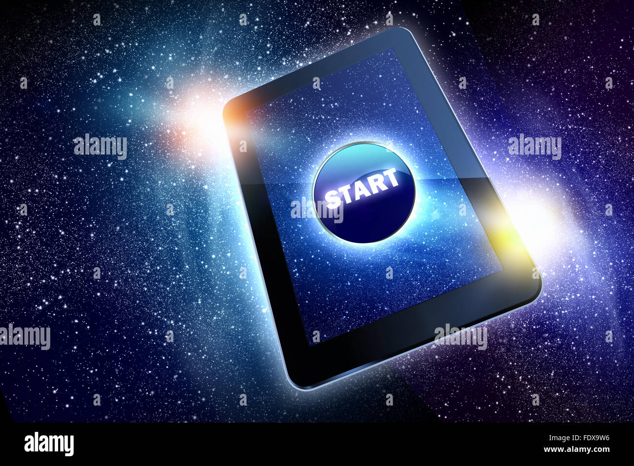 Great tablet with a beautiful Start button on the starry night sky ...