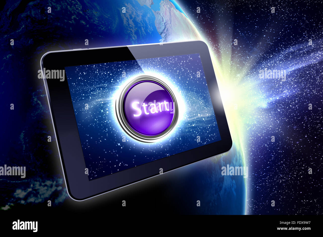 Great tablet with a beautiful Start button on the starry night sky ...