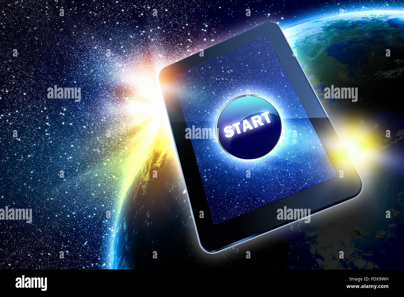 Great tablet with a beautiful Start button on the starry night sky ...