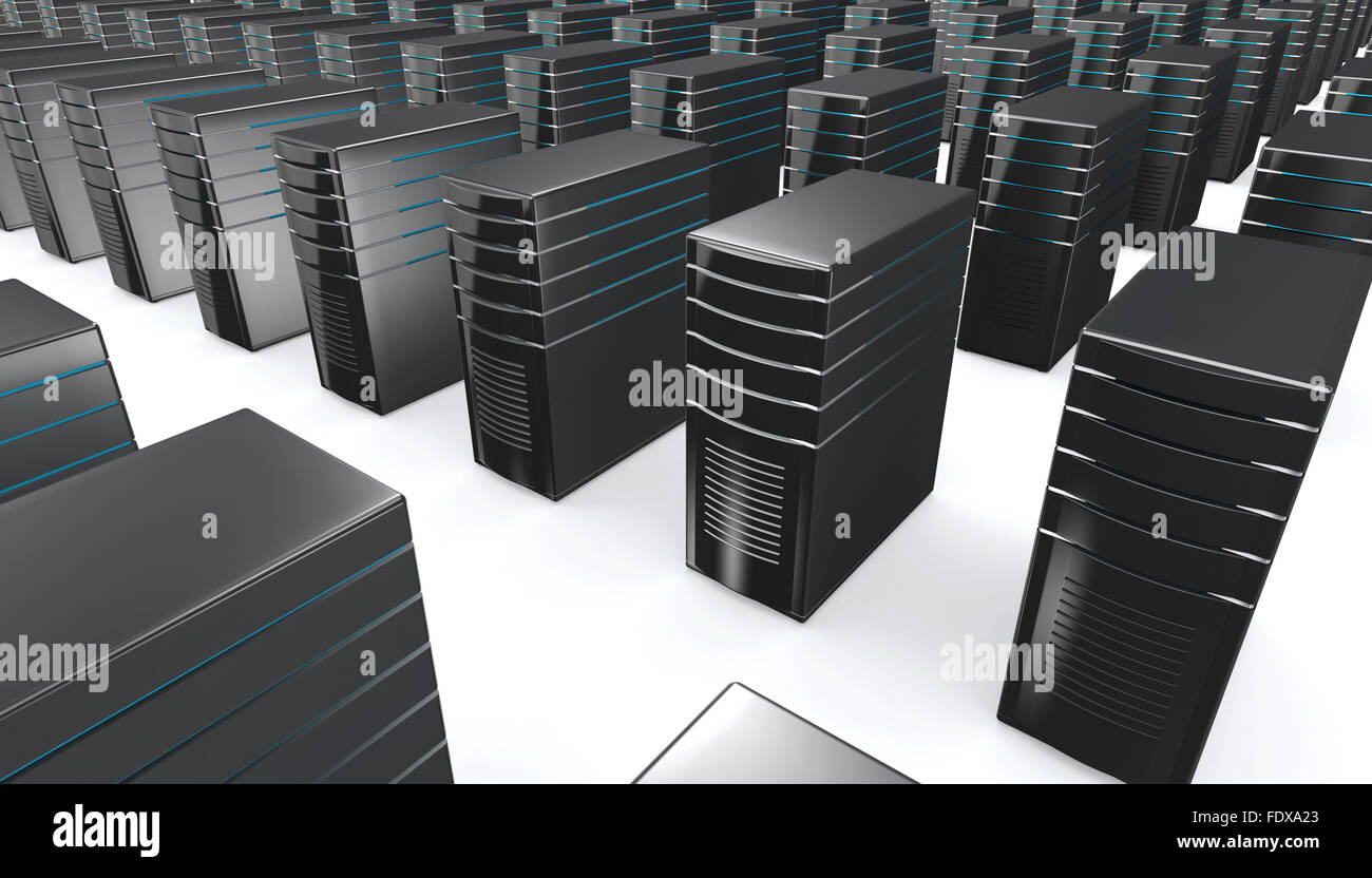 3d of network workstation servers isolated on white background Stock ...