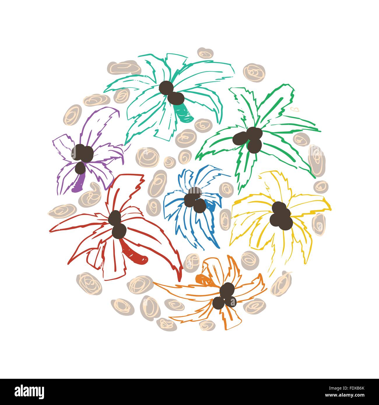 Coconut in hand drawn Stock Vector Images - Alamy