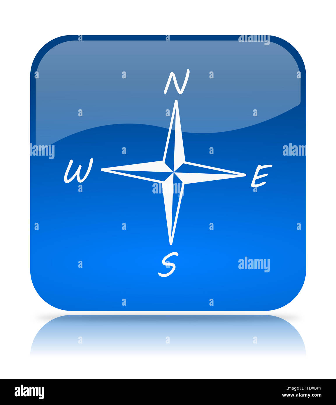 Blue Compass Icon Button on White Background Stock Photo - Alamy