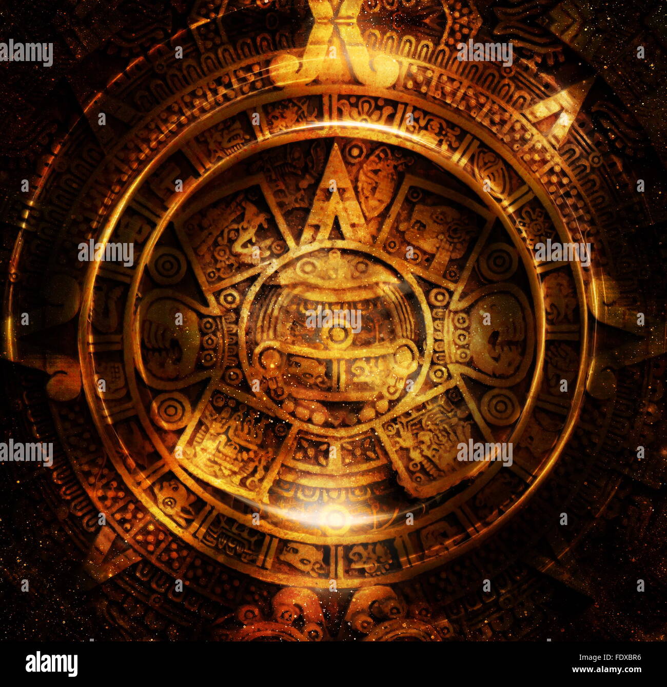 Ancient Mayan Calendar, Cosmic space and stars, abstract color ...