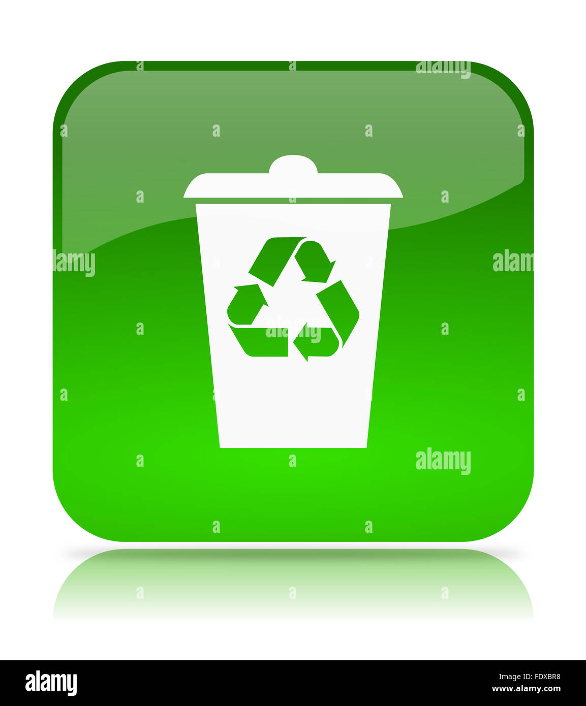 Recycle Bin Green Button Icon Isolated on White Background Stock Photo ...