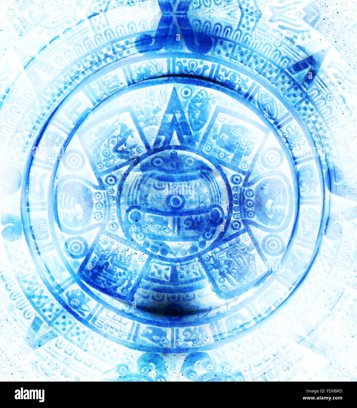 Ancient Mayan Calendar, abstract color Background, computer collage ...