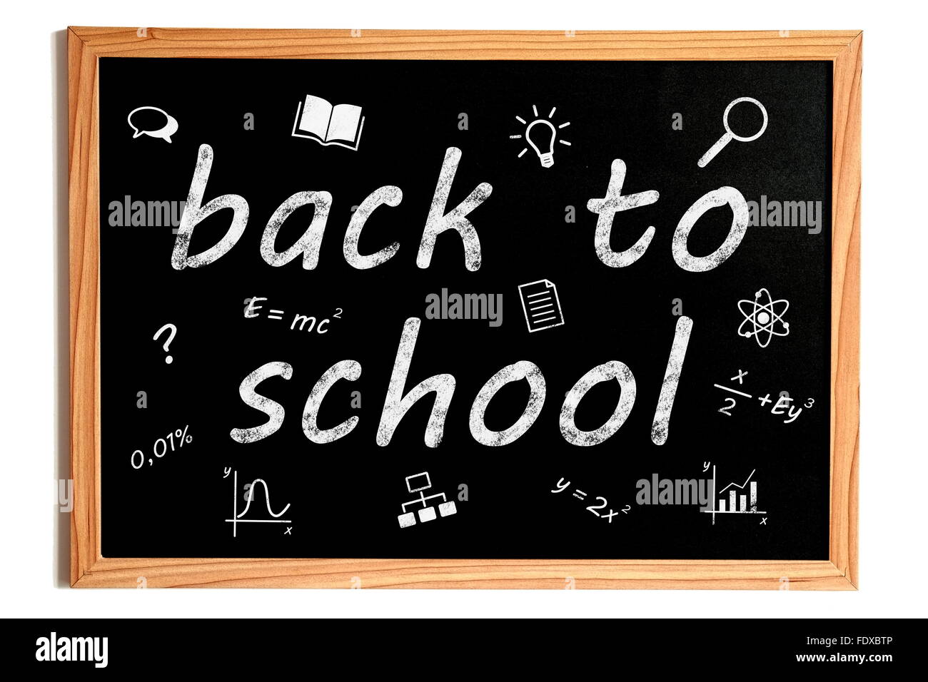 Back to School Chalk Text and Related Learning Symbols on Chalkboard on ...