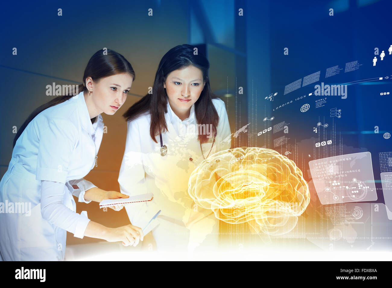 Asian female doctor stethoscope virtual hi-res stock photography and ...