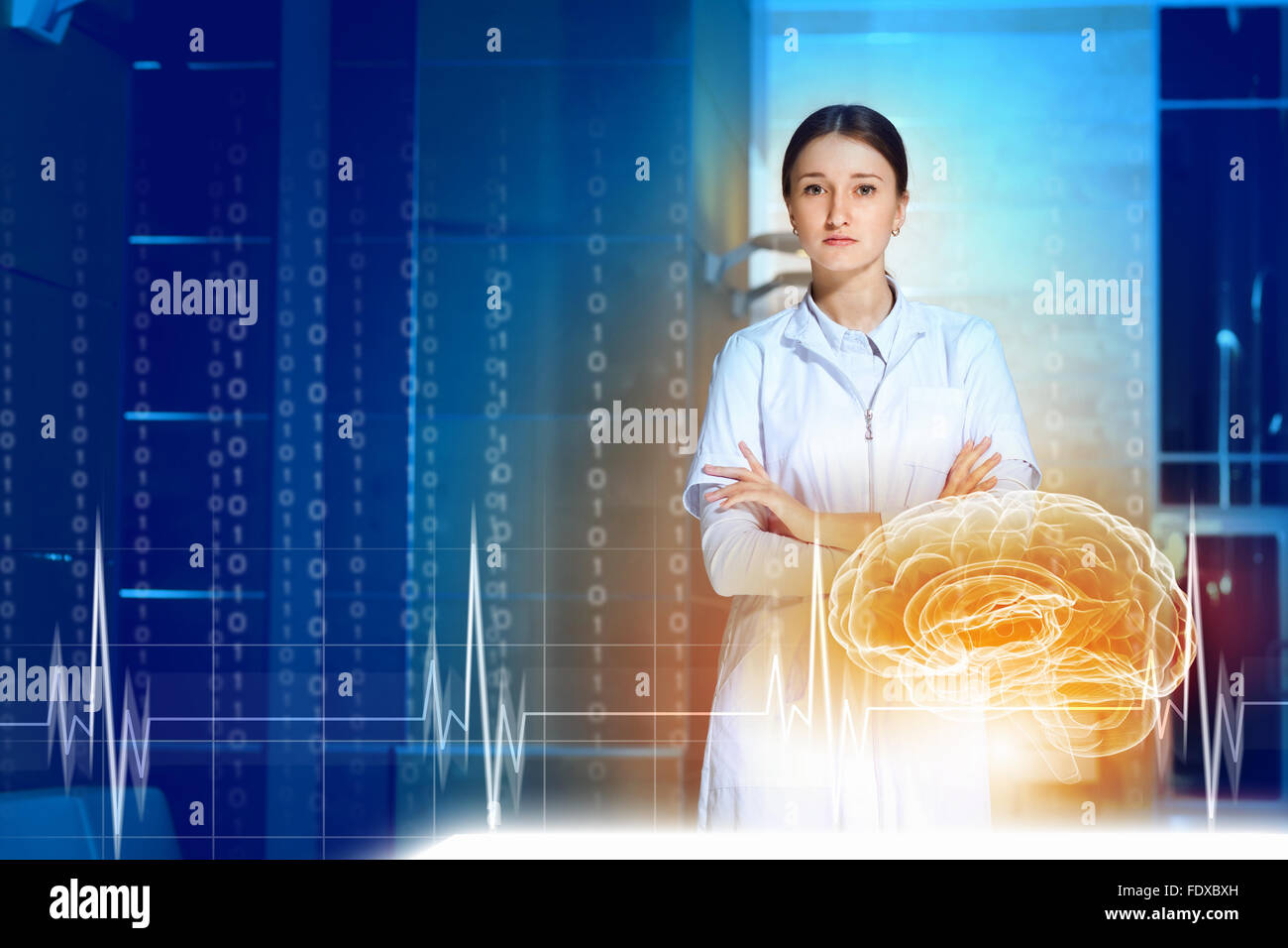 Woman analyzing virtual technology interface hi-res stock photography ...