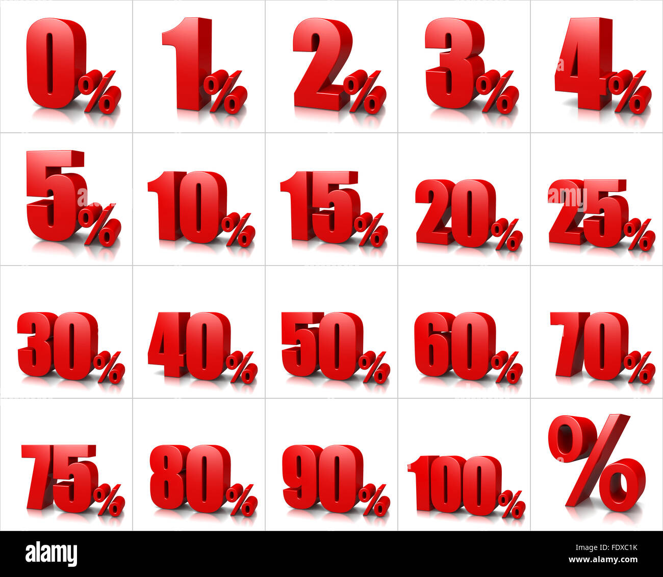 Red Percentage Numbers Series on White Background Illustration Stock ...
