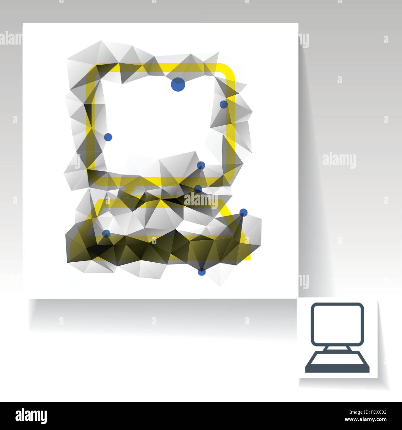 Triangulated desktop computer symbol with constellation style ...