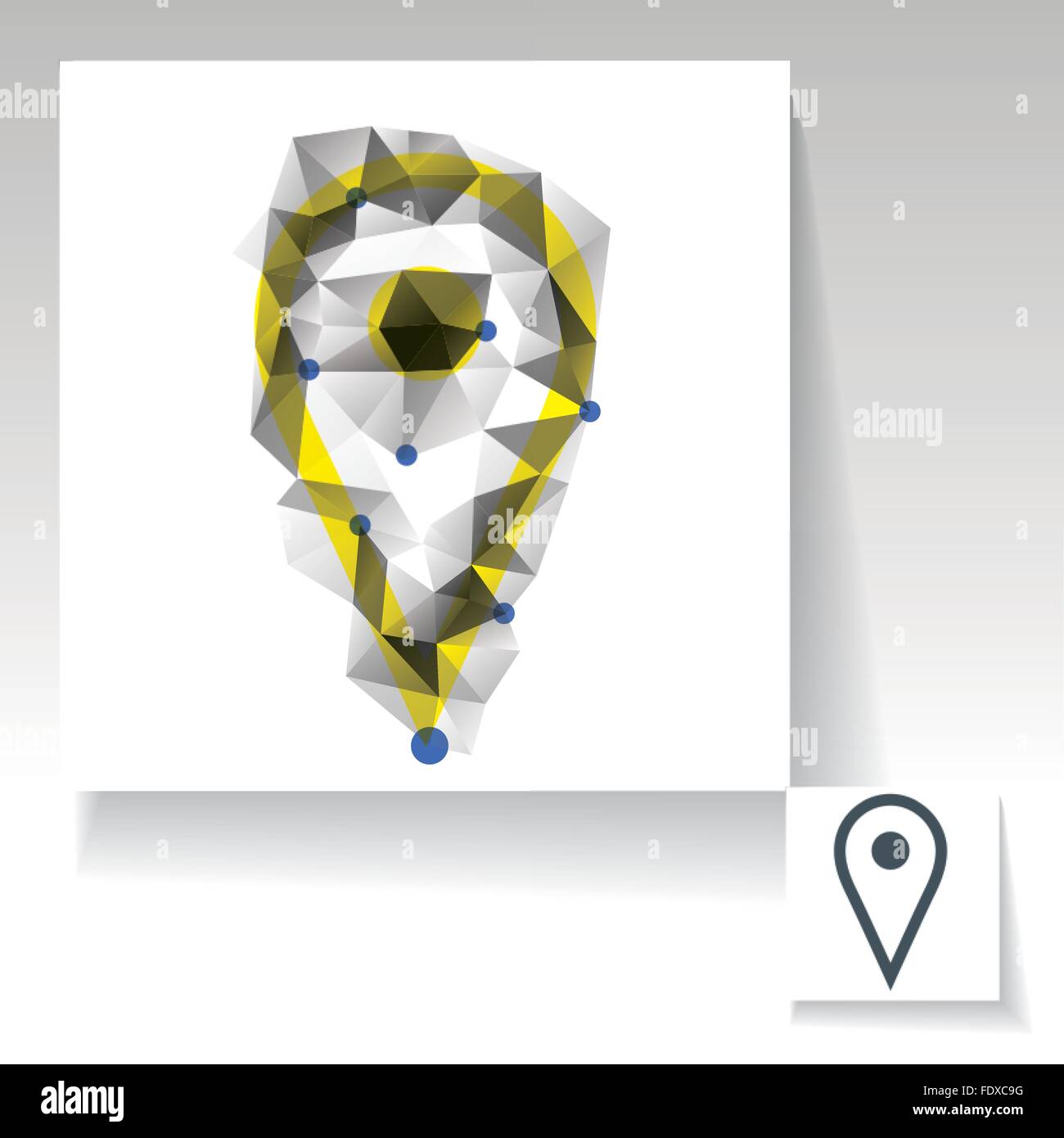 Triangulated geo tag symbol with constellation style composition and ...