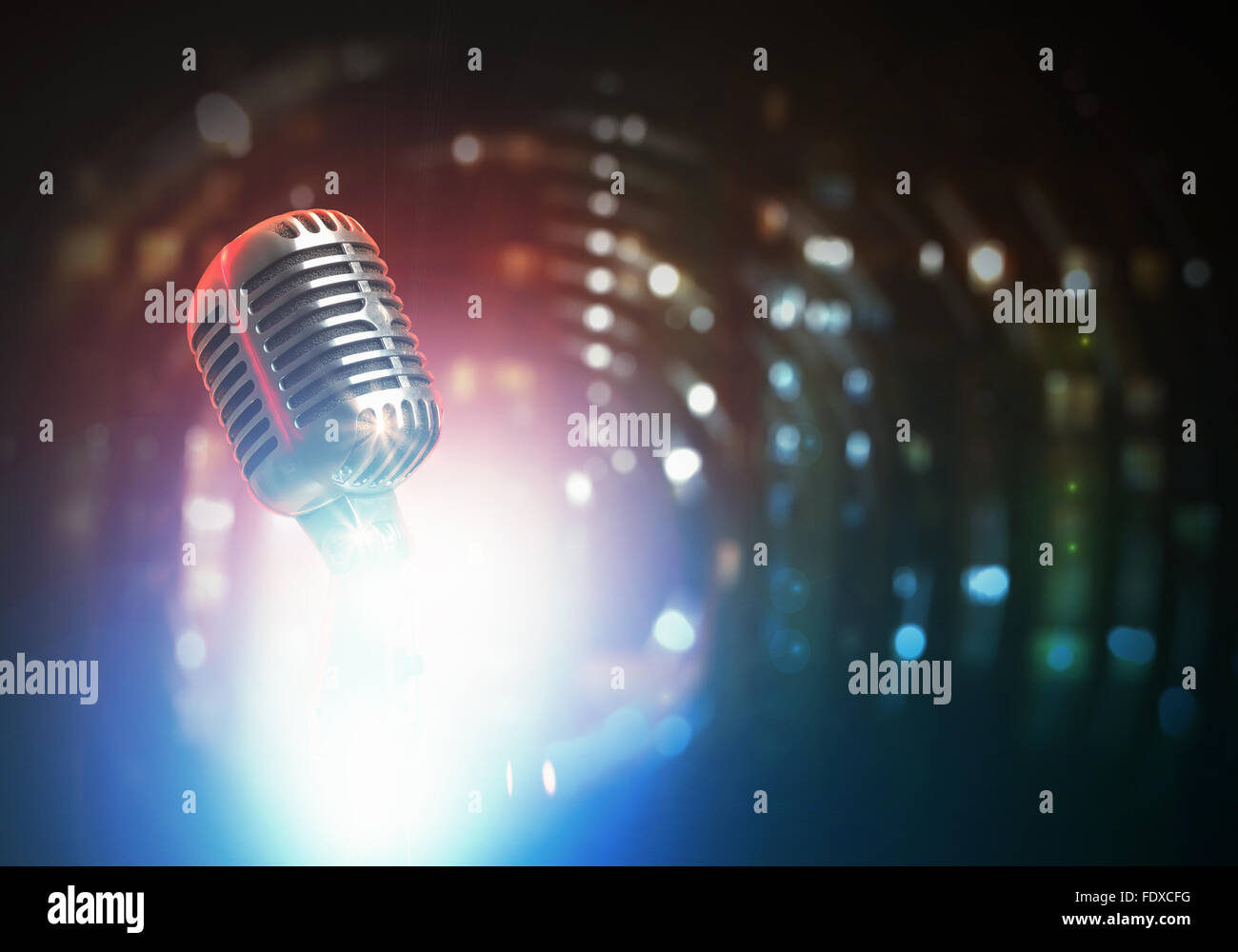 Let's sing! Stylish retro microphone on a colored background Stock ...