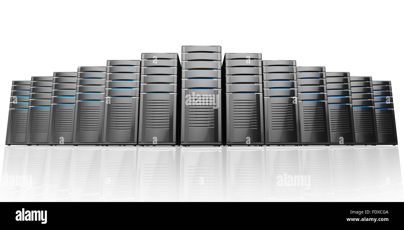 3d of network workstation servers isolated on white background Stock ...