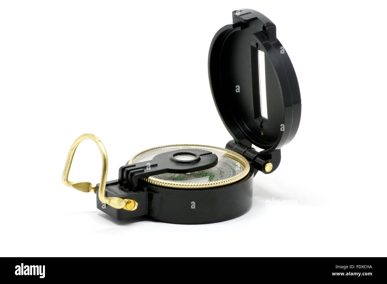 Black open isolated compass with loupe over white Stock Photo - Alamy