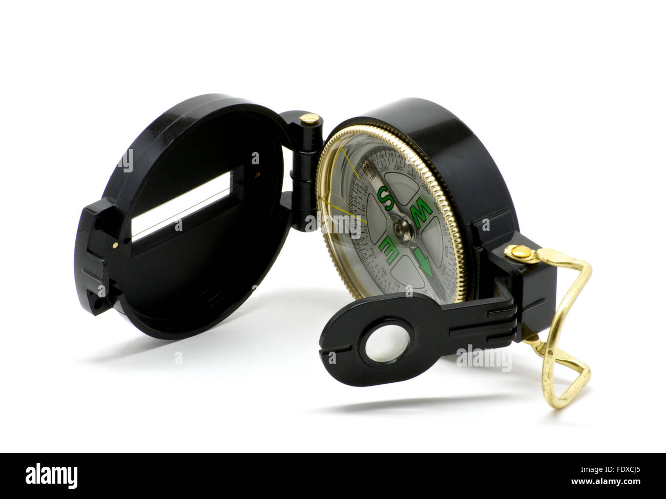 Black open isolated compass with loupe over white Stock Photo - Alamy