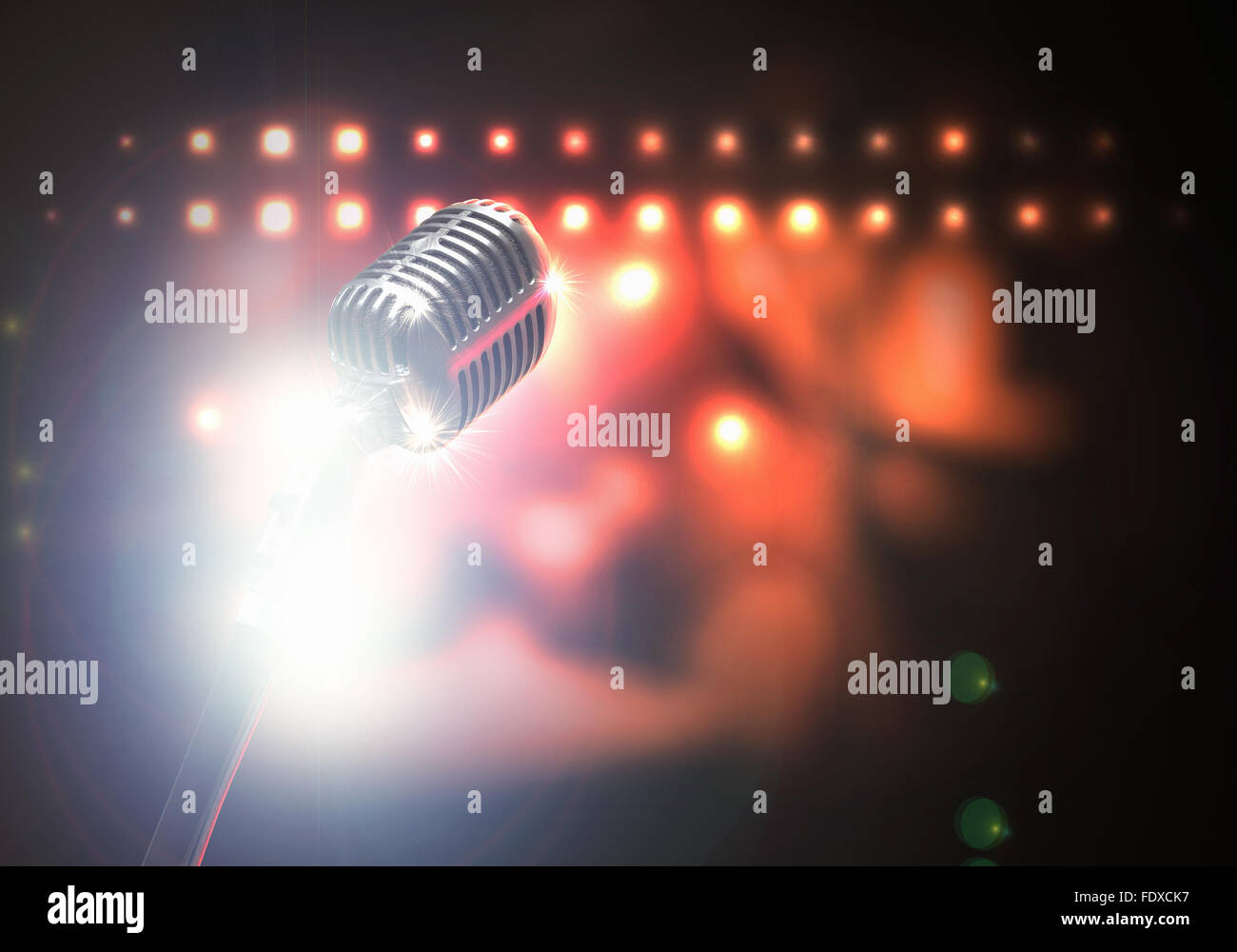 Let's sing! Stylish retro microphone on a colored background Stock ...