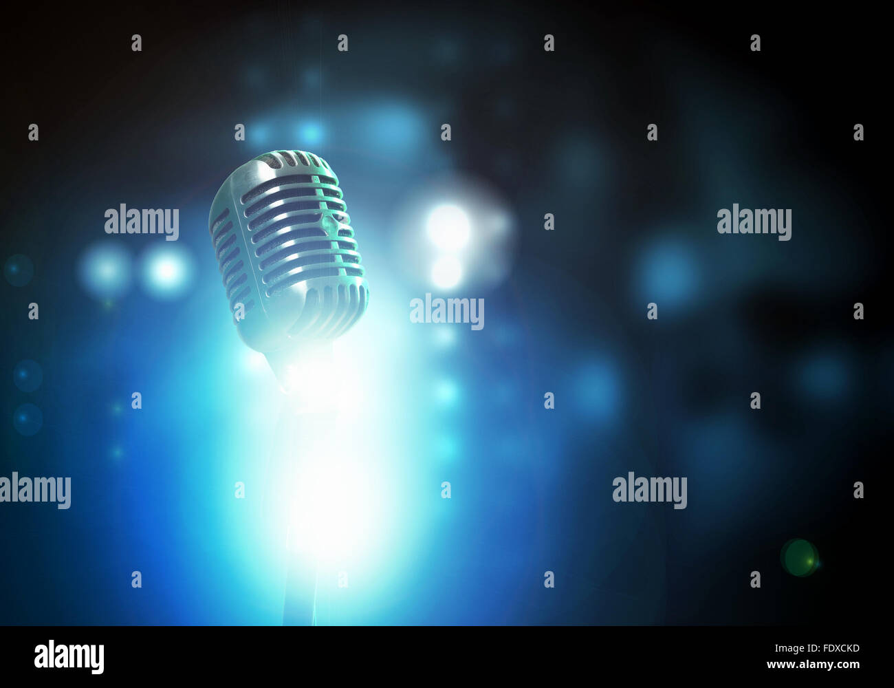 Let's sing! Stylish retro microphone on a colored background Stock ...