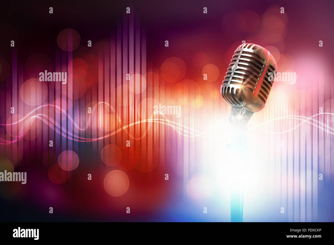 Let's sing! Stylish retro microphone on a colored background Stock ...