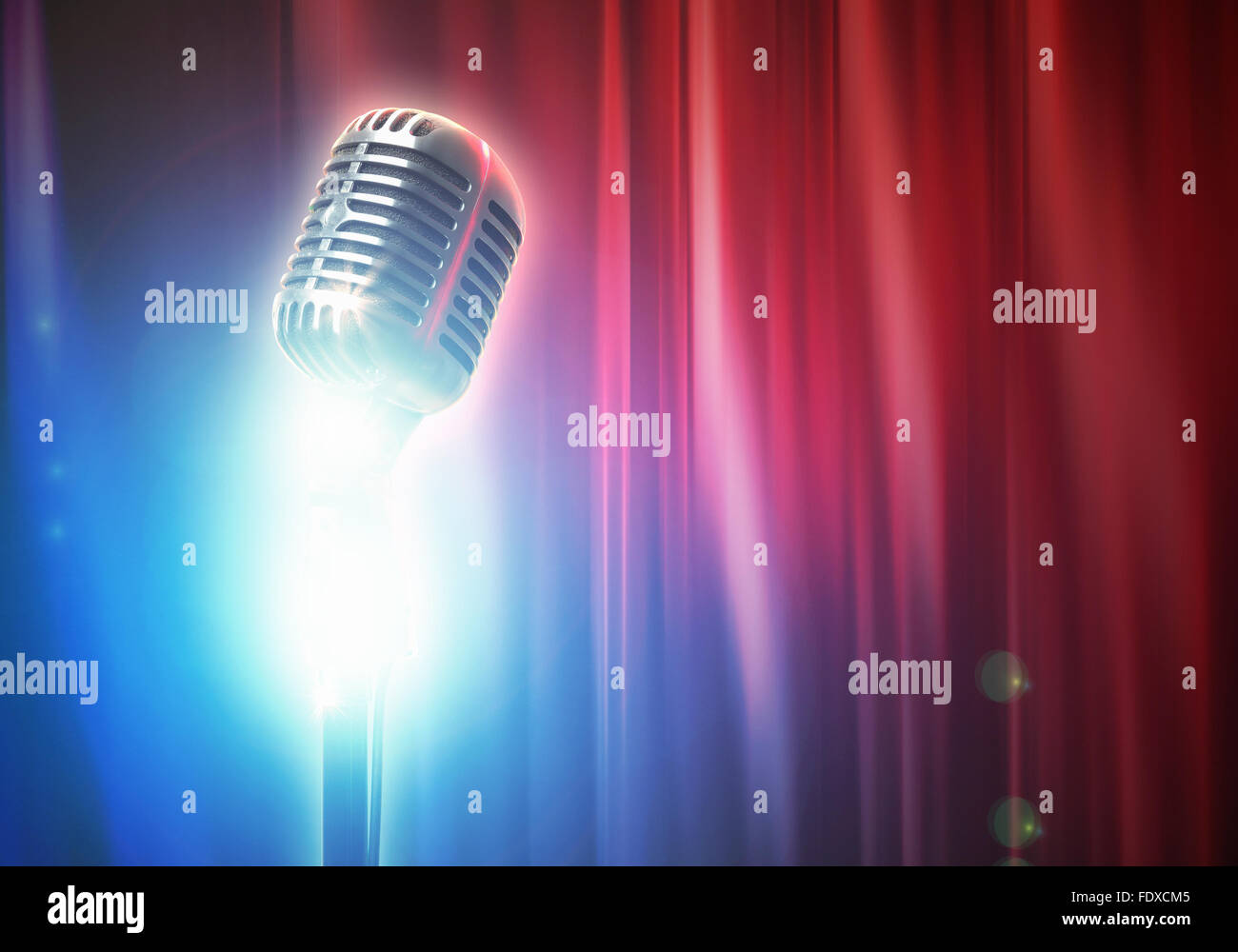 Let's sing! Stylish retro microphone on a colored background Stock ...