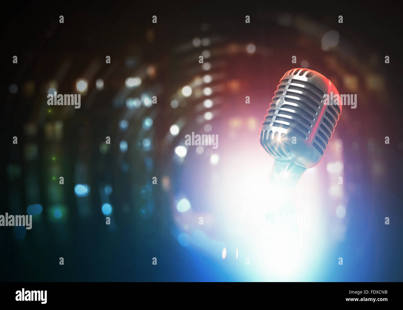 Let's sing! Stylish retro microphone on a colored background Stock ...