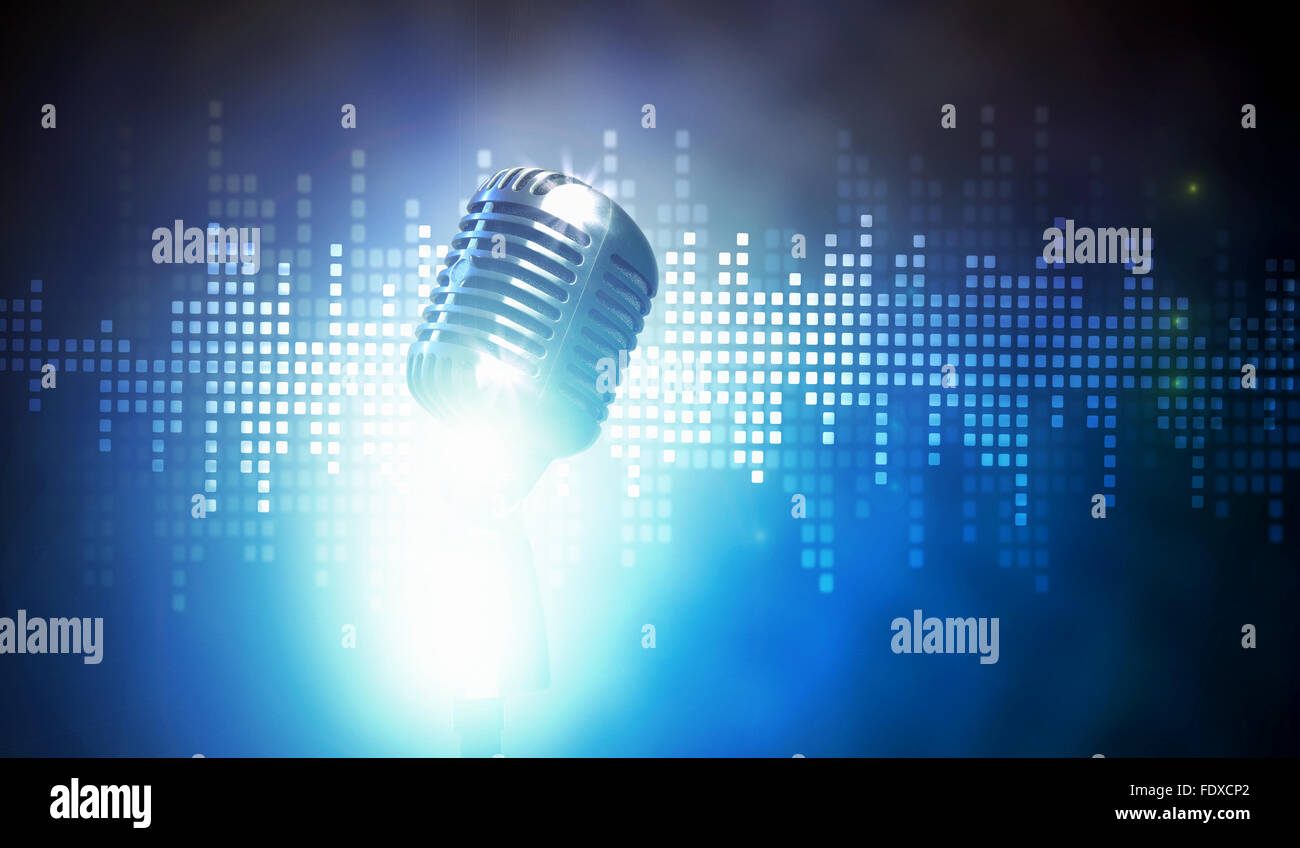 Let's sing! Stylish retro microphone on a colored background Stock ...