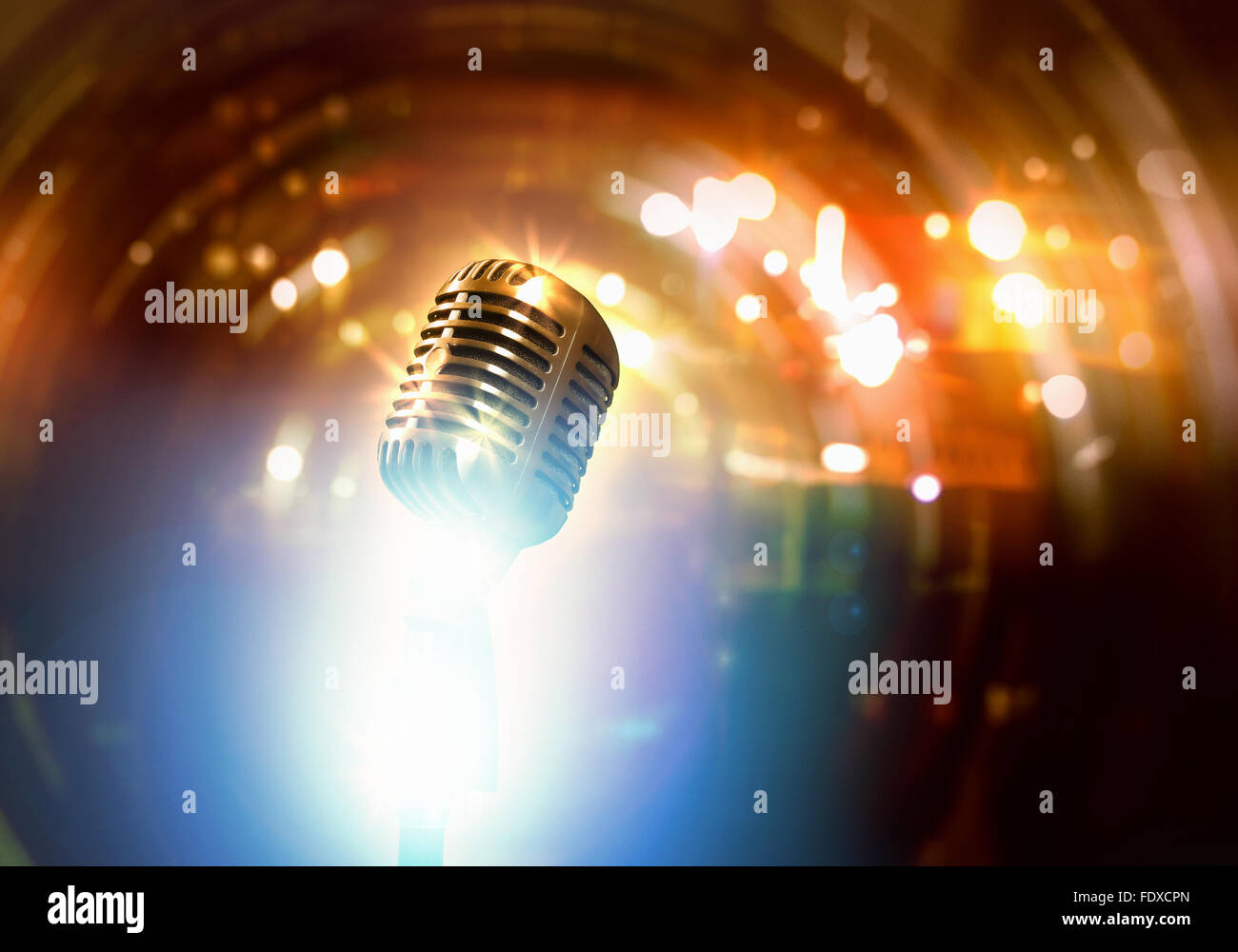 Let's sing! Stylish retro microphone on a colored background Stock ...