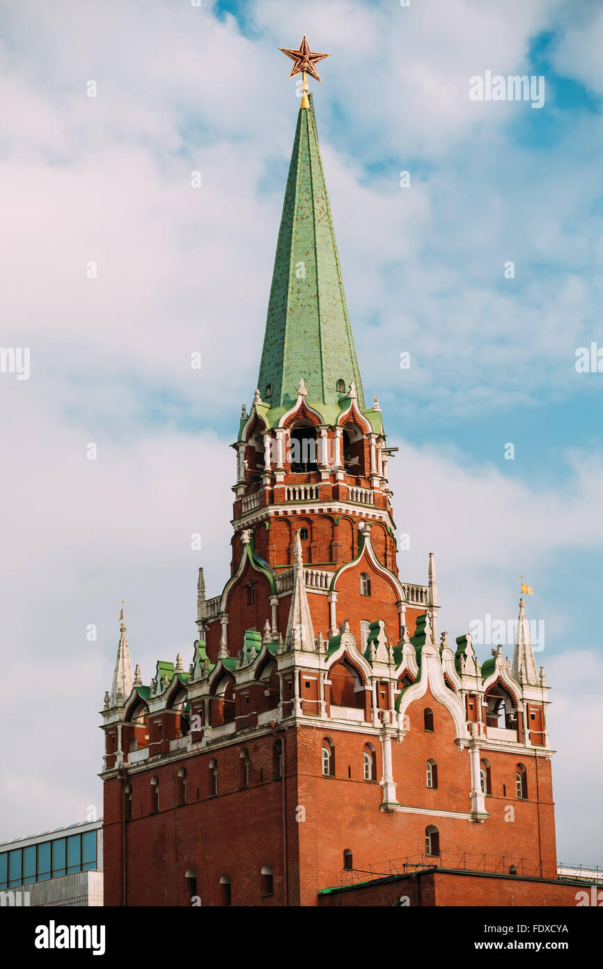 One of the towers of the Moscow Kremlin in Red Square in Moscow, Russia ...