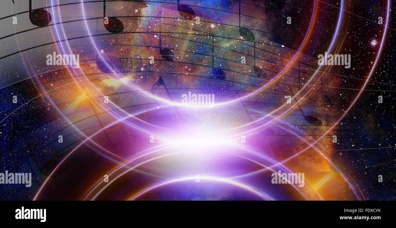 Illustration of grunge retro musical background with notes Stock Photo ...