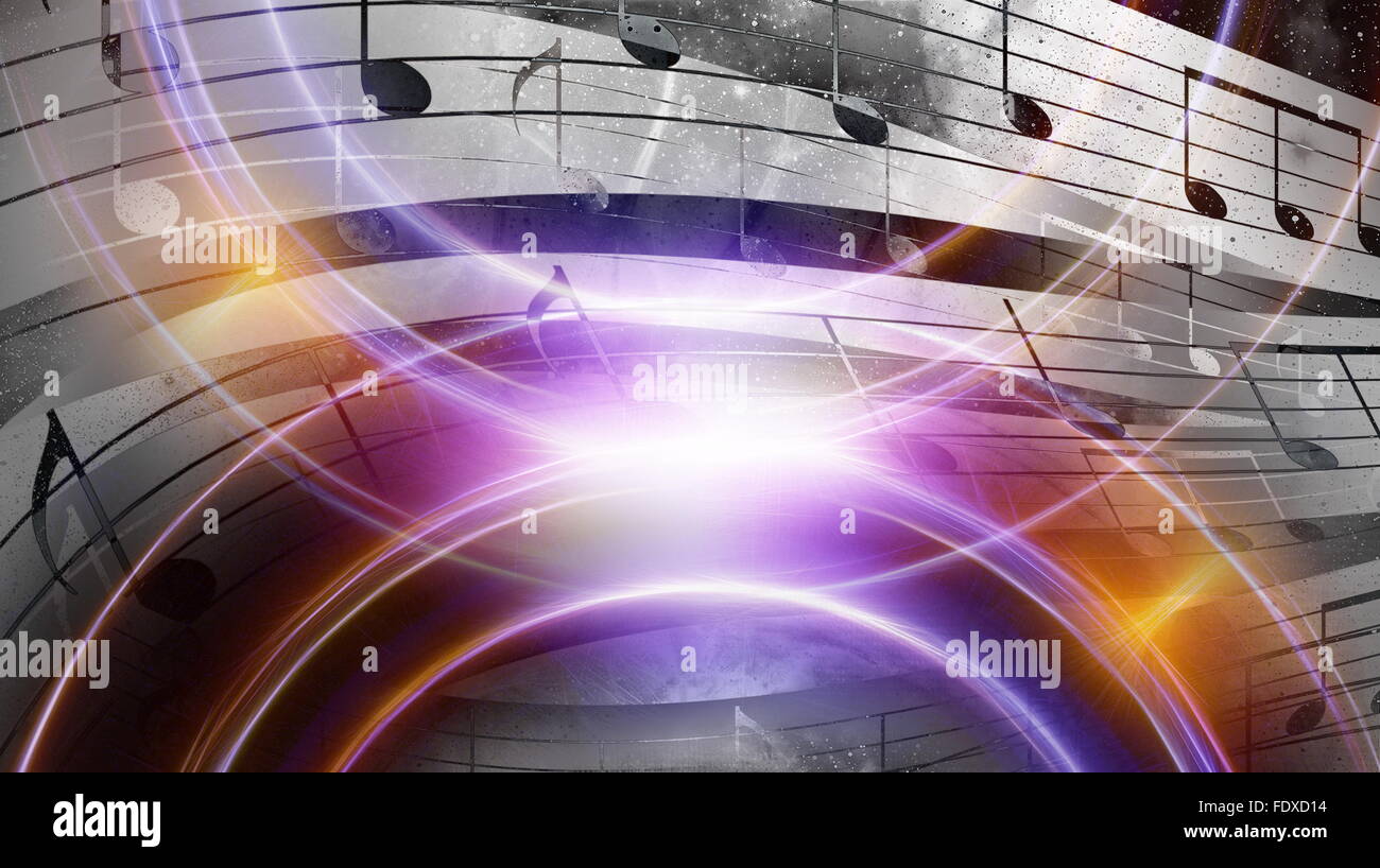 Illustration of grunge retro musical background with notes Stock Photo ...