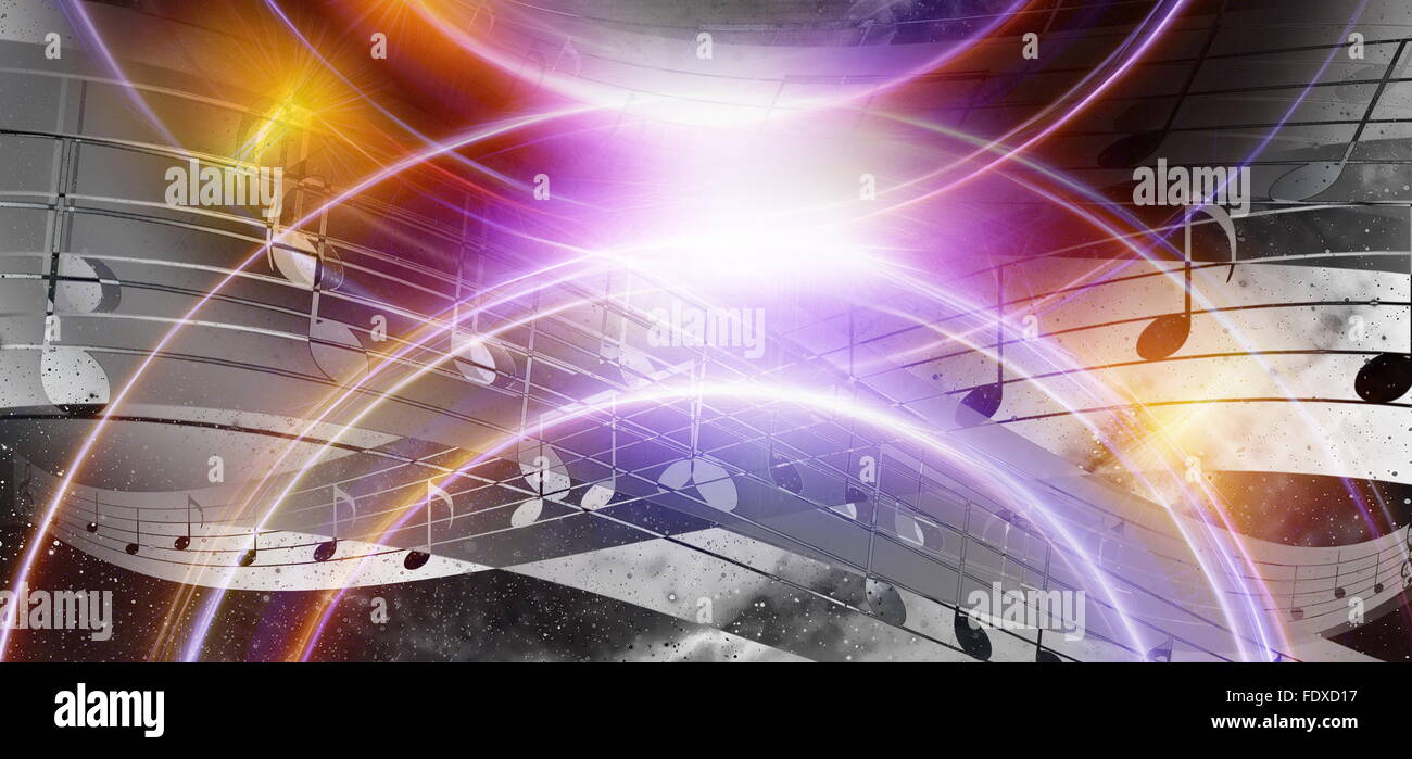 Illustration of grunge retro musical background with notes Stock Photo ...