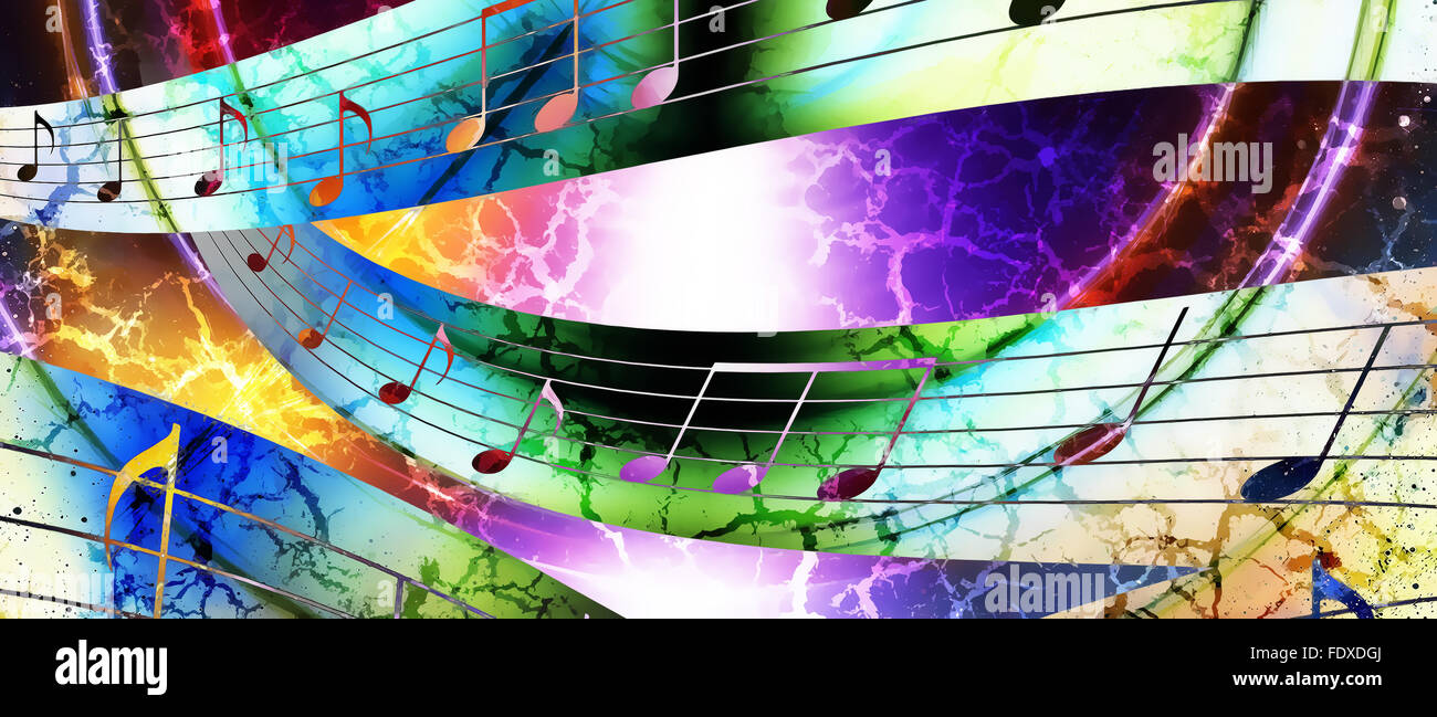 music note and Space with stars. abstract color background. Music ...