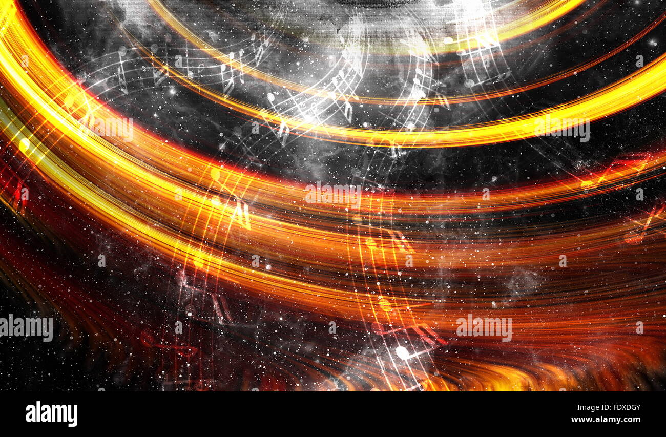 music note and Space with stars. abstract color background. Music ...